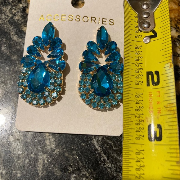 Jewelry | Water Droplet Blue Rhinestone Earrings | Poshmark